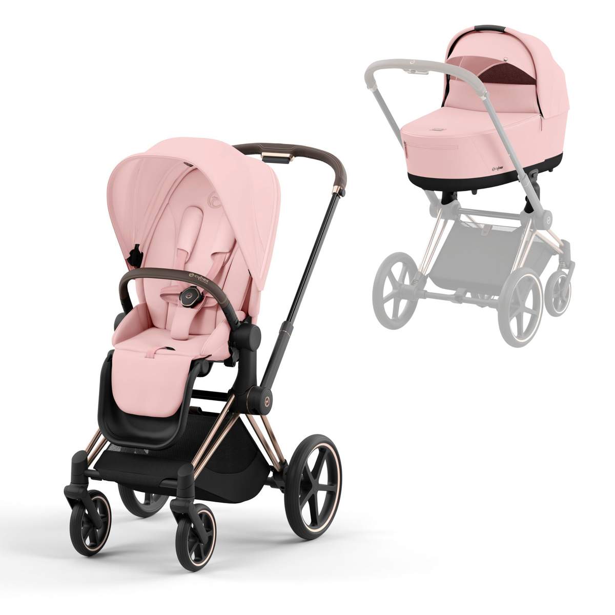 Cybex, Priam 2023 Pushchair + Lux Cot, Rose Gold Frame at Bygge Bo Baby ...