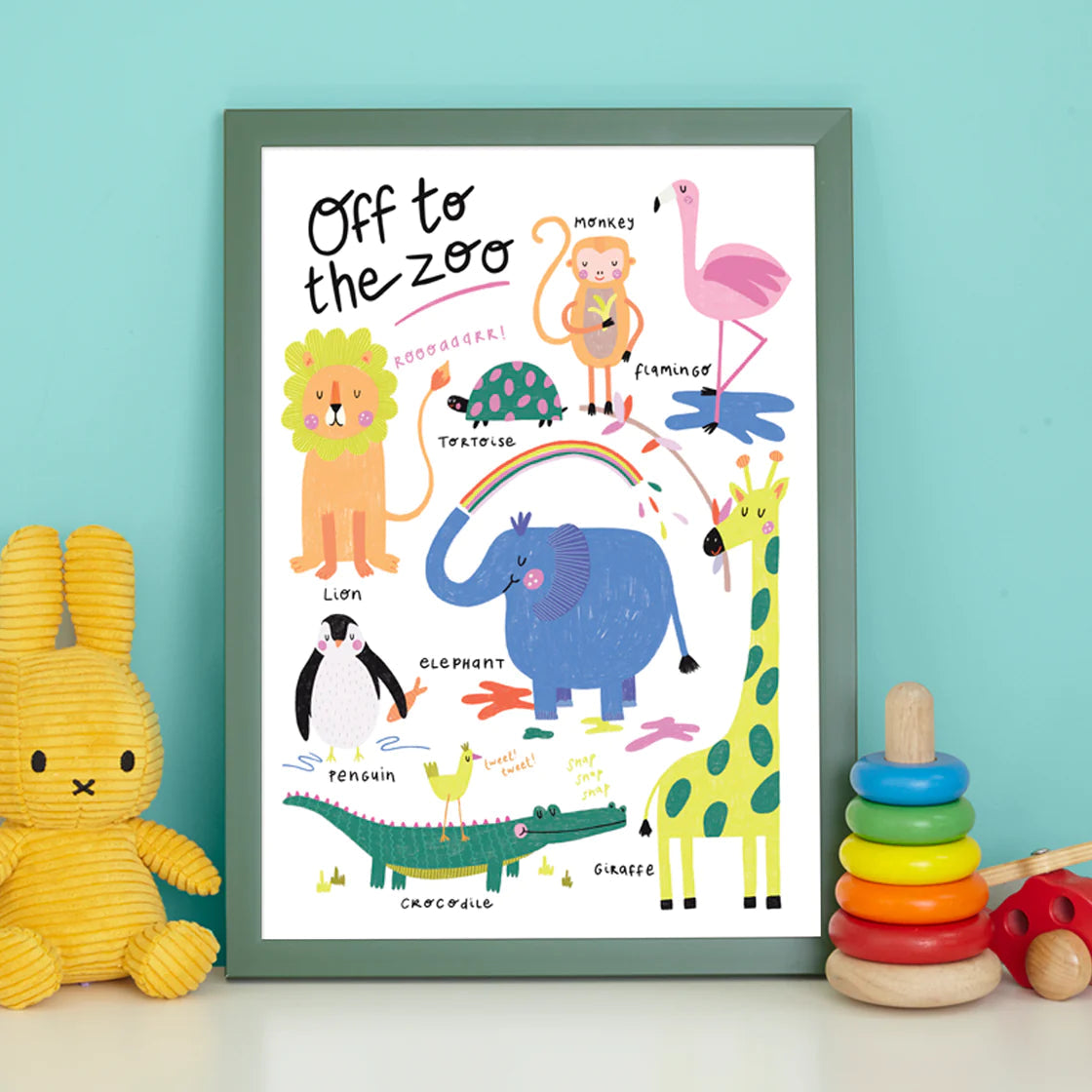 Zoo Animals, Poster A3 at Bygge Bo Baby & Kids Store | Irish Store